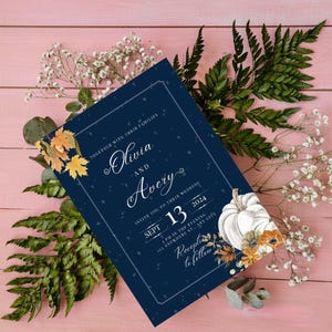 Blue Elegant Fall Wedding Invite. Wedding Invite, Wedding Card Invite ...