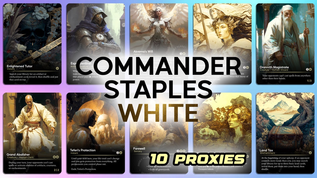 MTG Proxy 10x (white Staples) | Commander MTG Deck Upgrade Package - Etsy
