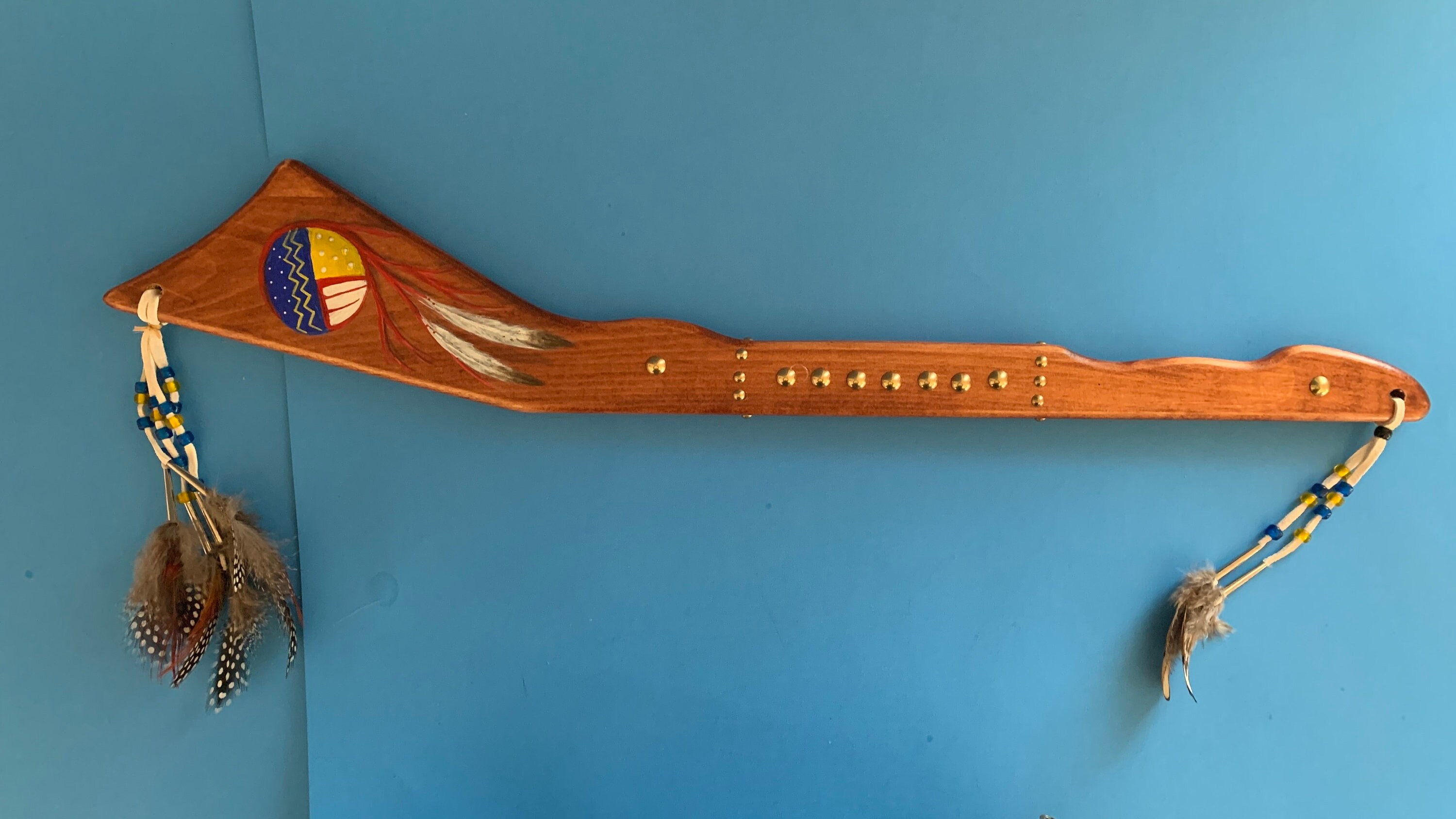 NEW Hand Painted Finished Gunstock Dance Stick Native American Pow Wow ...