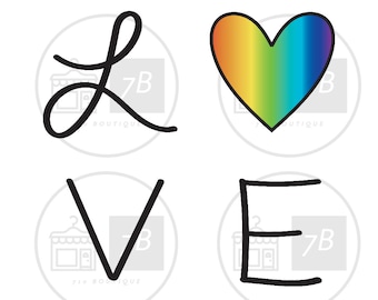 Rainbow Heart SVG LGBTQ Pride Bundle, Love SVG Vector File, Rainbow ...