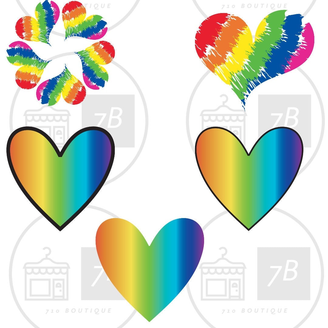 Rainbow Heart SVG LGBTQ Pride Bundle, Love SVG Vector File, Rainbow ...