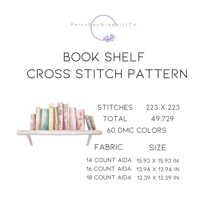 Book Shelf Cross Stitch Pattern, PDF Download - Etsy
