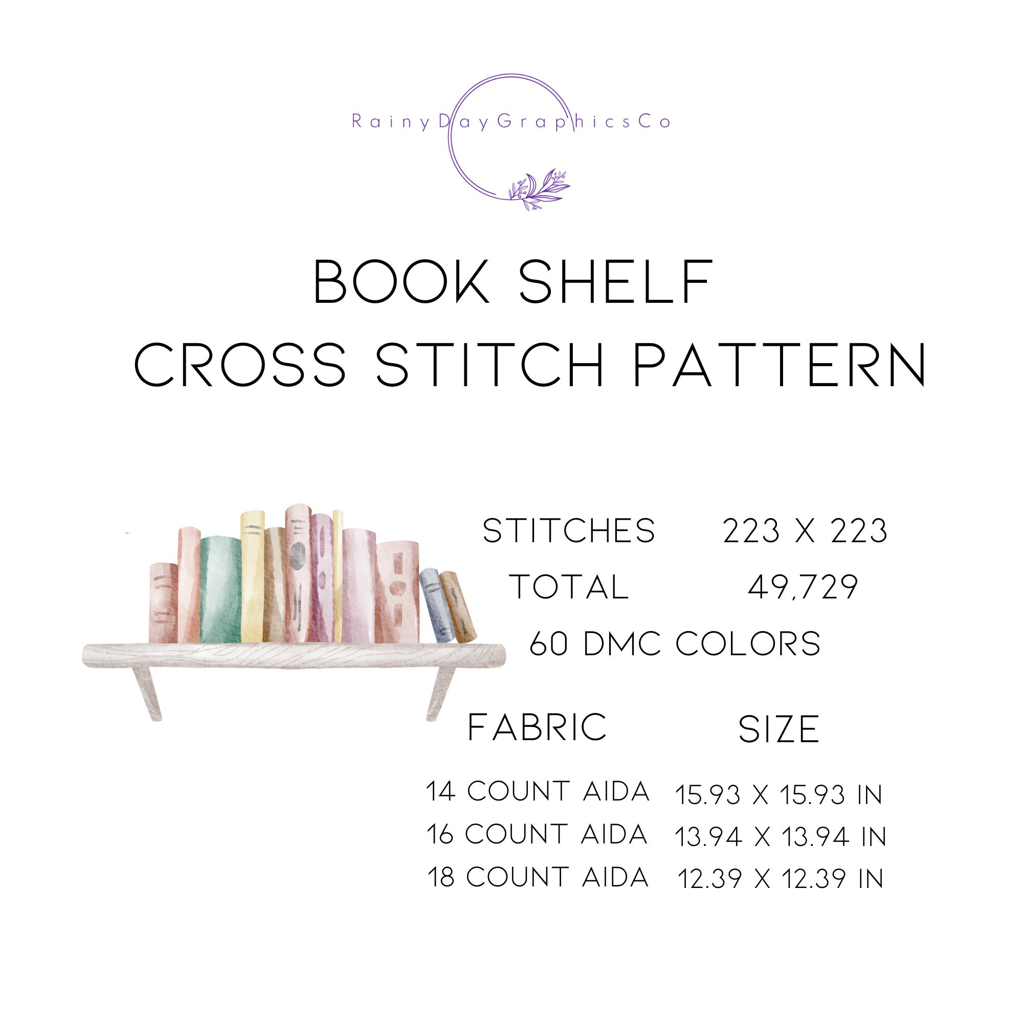 Book Shelf Cross Stitch Pattern, PDF Download - Etsy