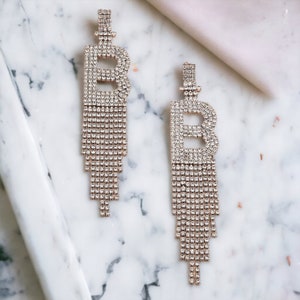 Letter Earrings Initial Letter Alphabet Earrings Rhinestone - Etsy