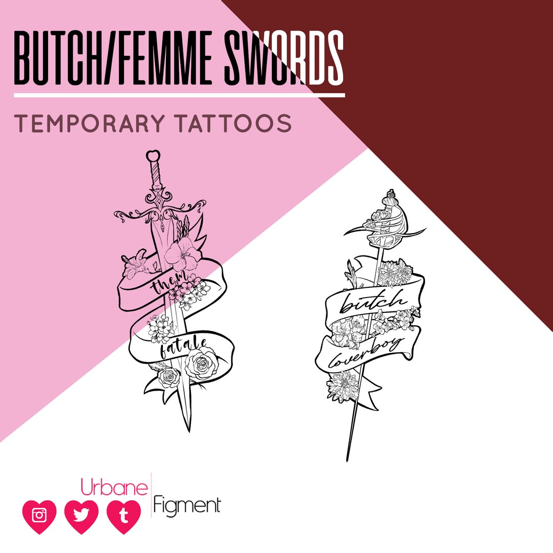 Temporary Tattoos | Butch Loverboy / Them Fatale | Sword Lesbian ...