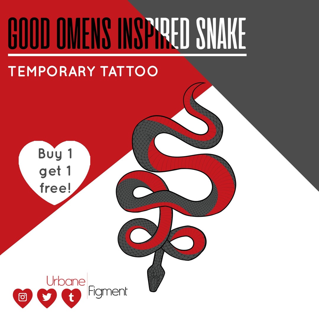 Good Omens Temporary Tattoo Snake Tattoo Crowley Cosplay - Etsy