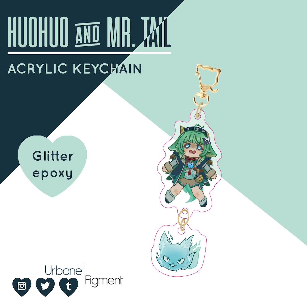 Huohuo and Mr. Tail Honkai Star Rail Acrylic Keychain | Glitter Epoxy ...
