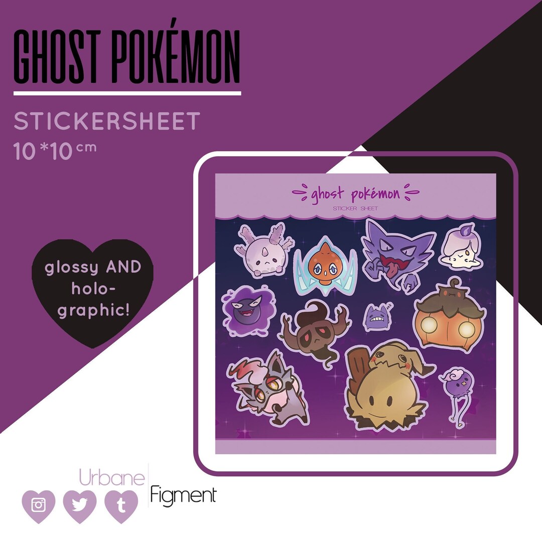 Ghost Pokémon Glossy / Holographic Sticker Sheet Gastly / Haunter ...