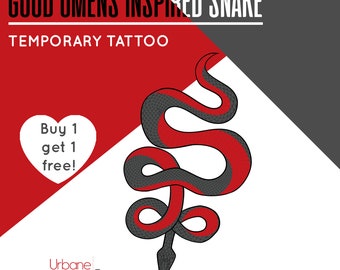Crowley Snake Temporary Tattoo set of 2 Good Omens Tattoo / Good Omens ...