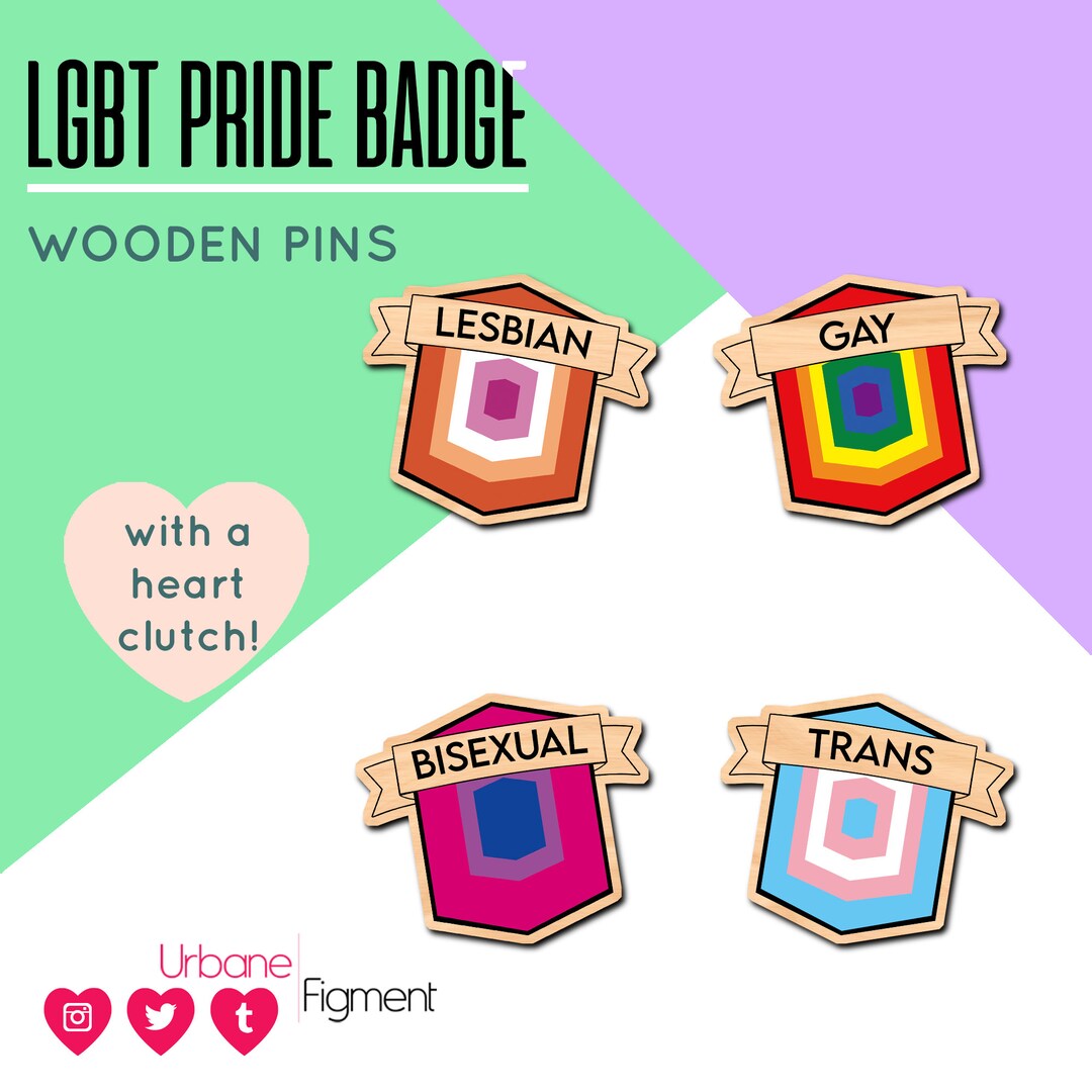 LGBTQ Wooden Pins | Gay Pride Month Pinback Buttons | Lesbian / Gay ...