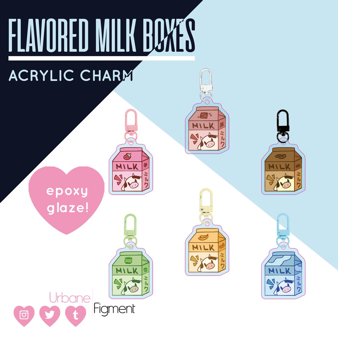 Flavored Milk Boxes Epoxy Charms | Cute Pastel - Etsy
