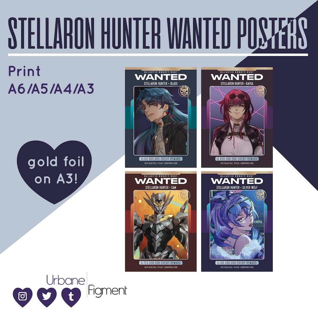 Honkai: Star Rail | Stellaron Hunters Wanted Posters | Blade / Kafka ...