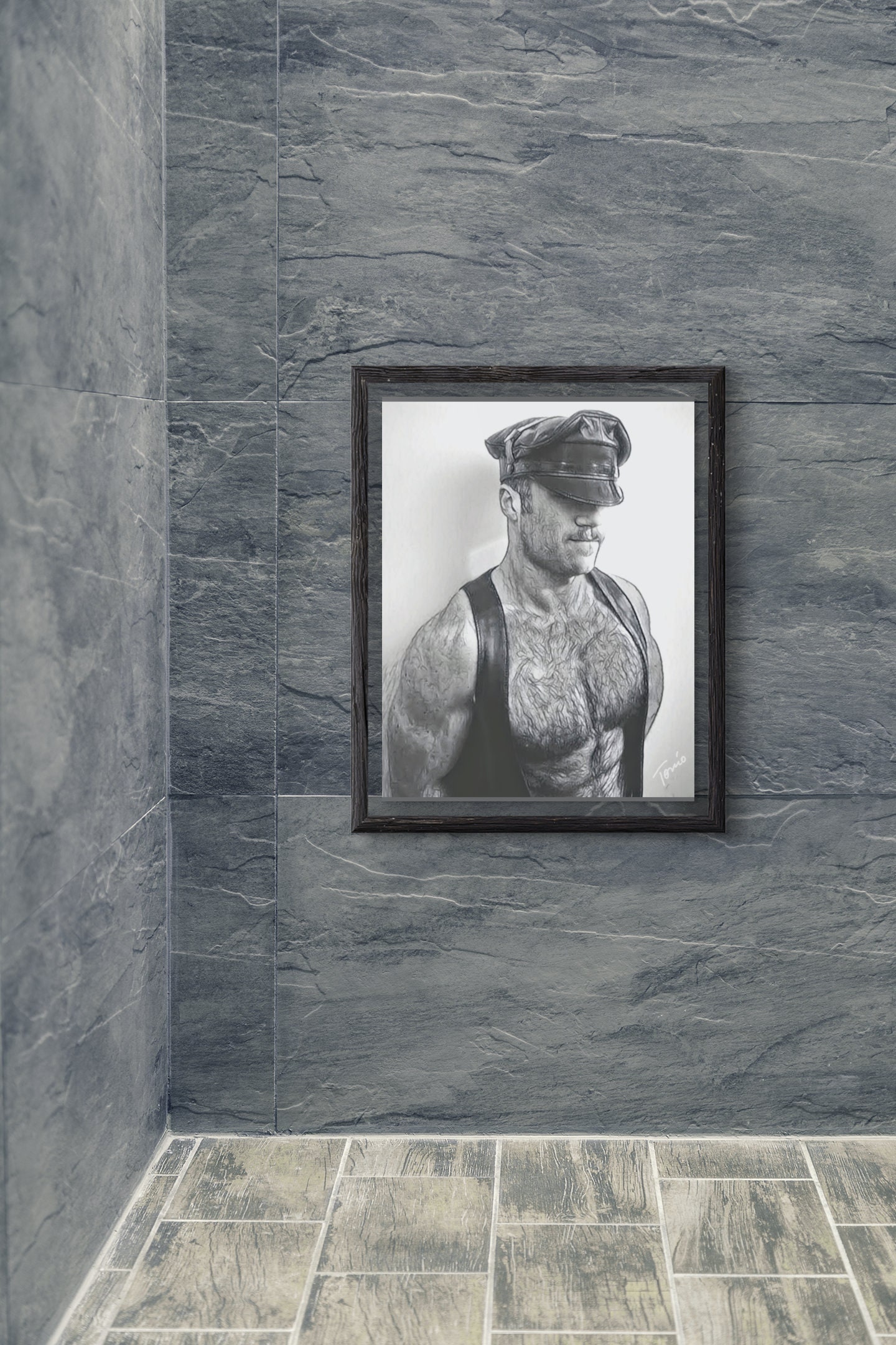 Hot Leather Cub in Black & White, Male Digital Art – Original Male ...