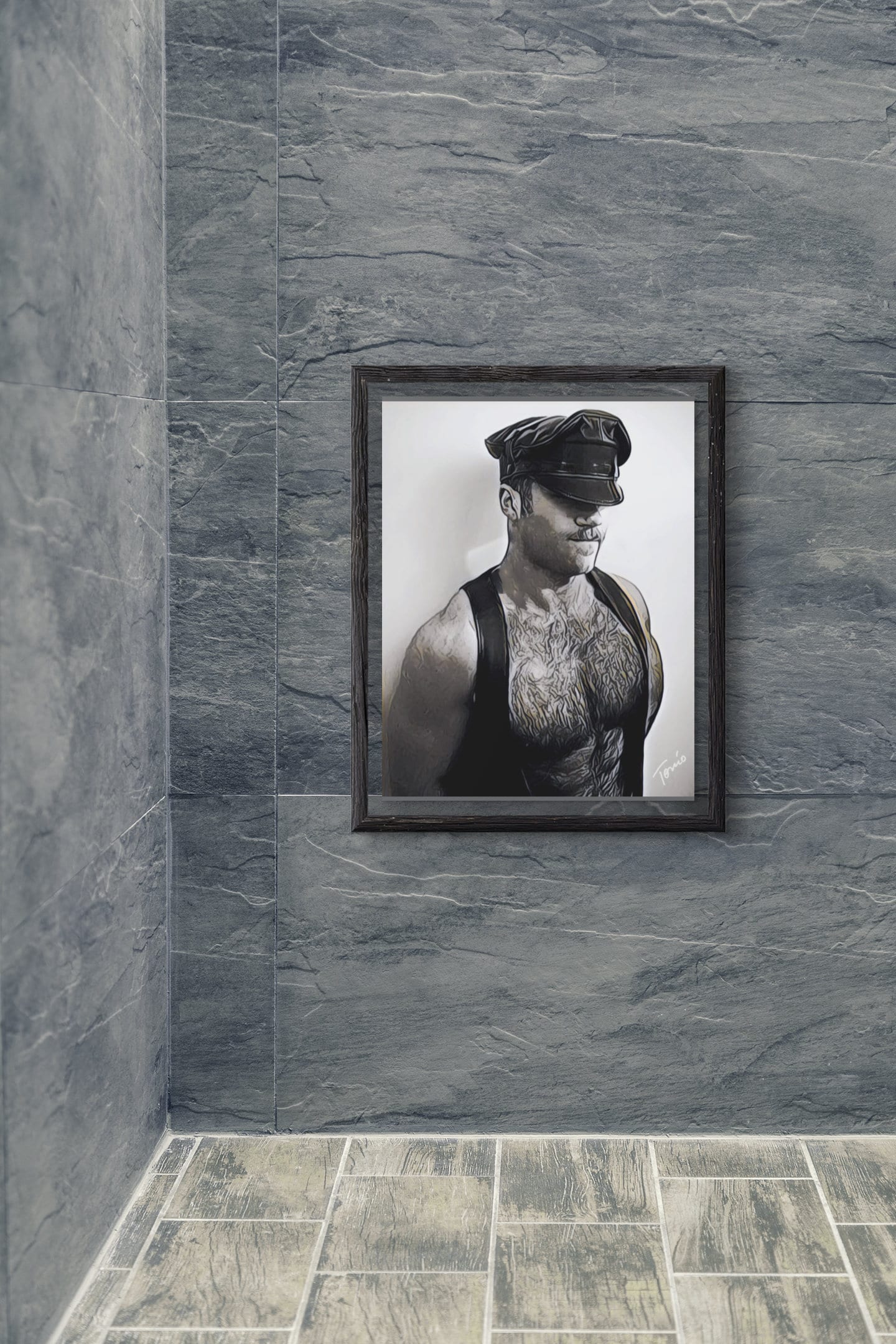 Hot Leather Cub in Dark Grey Tones, Male Digital Art, Original Male ...