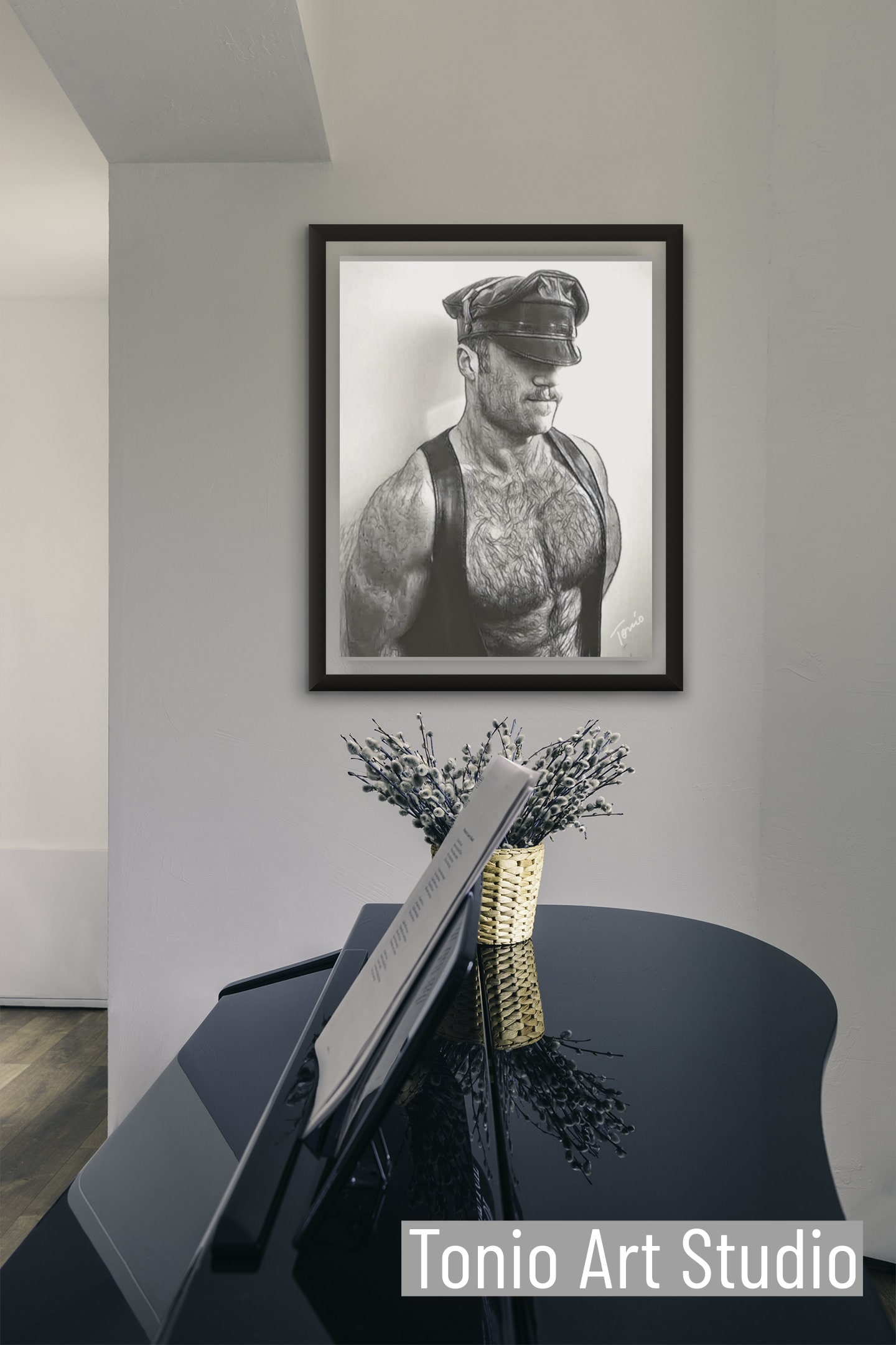 Hot Leather Cub in Black & White, Male Digital Art – Original Male ...