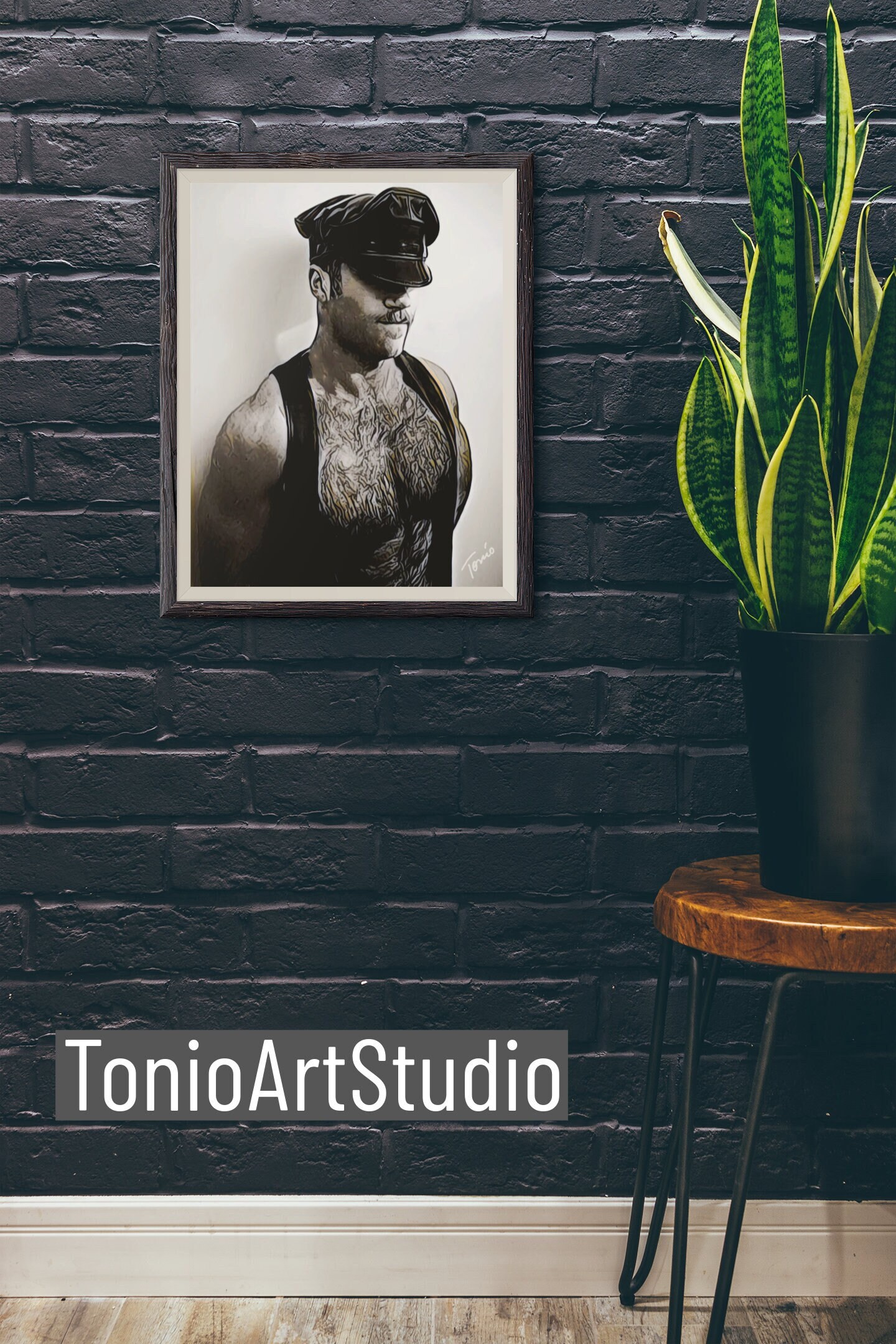 Hot Leather Cub in Dark Grey Tones, Male Digital Art, Original Male ...