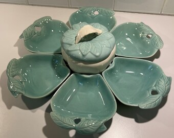 Vintage 1950s Hoenig of California Turquoise Apple Snack Dish Set of 4 ...