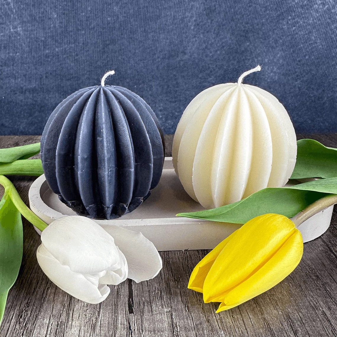 Lined Sphere Soy Wax Pillar Candle 4.8oz Highly Scented Candles Perfect ...