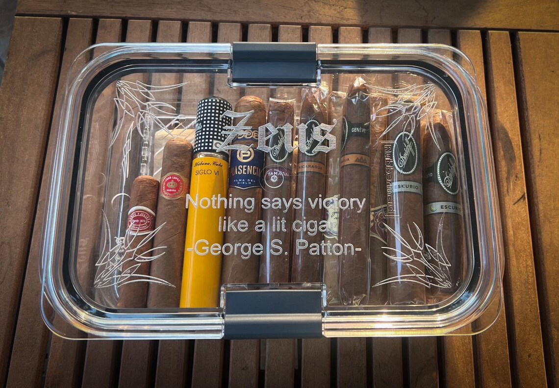 Personalized Cigar Humidor Tupperdor, Acrylic Boveda Tray, Travel Cigar ...