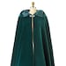 Green Velvet Long Morgana Cloak Cape With Hood and Green Satin or White ...