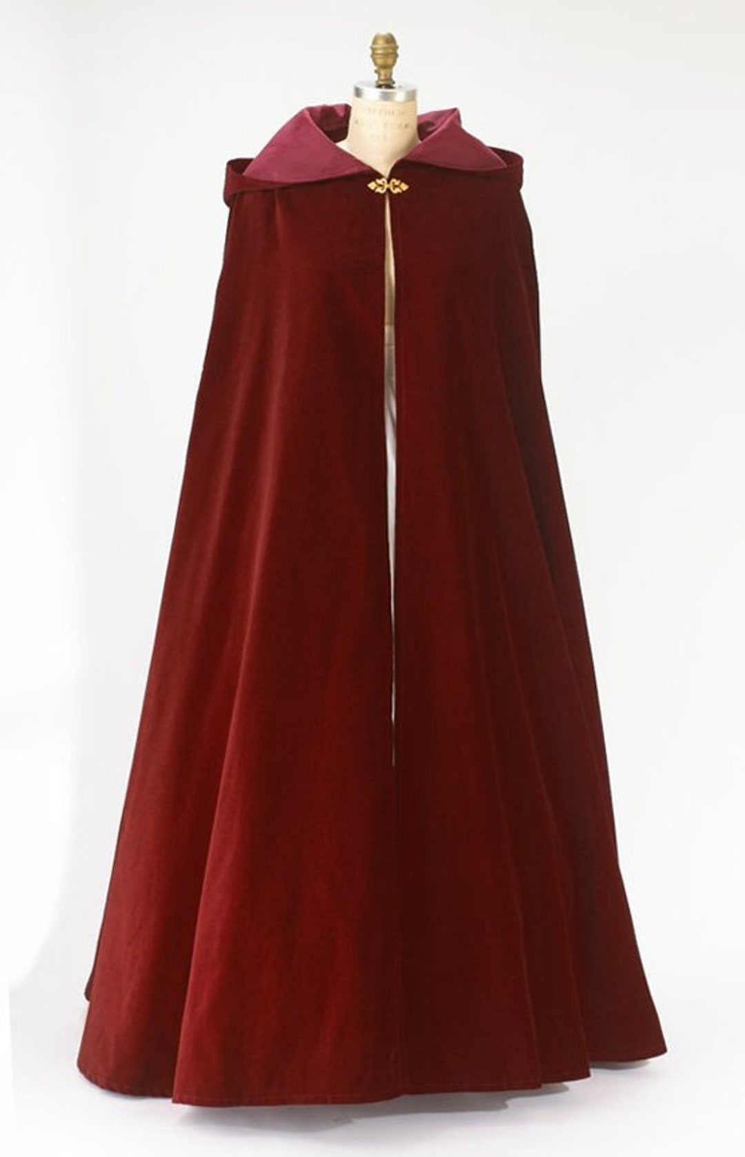 Burgundy Red Velvet Women Long Cloak Made in USA, Easter Day Cloak With ...