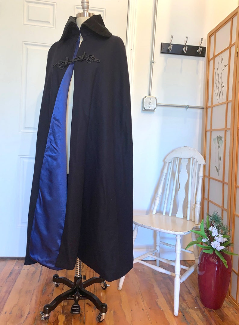 Black Boat Cloak FDR Naval Marine Wool Cape With Velvet Collar and Lined in Satin Made by Order ...
