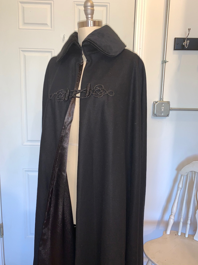 Black Boat Cloak FDR Naval Marine Wool Cape With Velvet Collar and Lined in Satin Made by Order ...