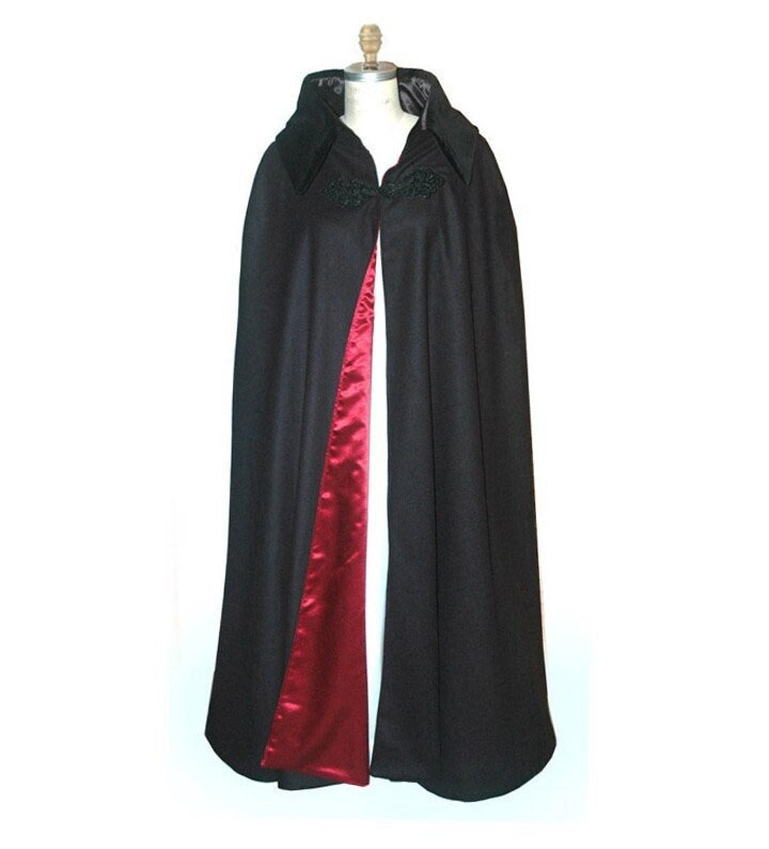 Black Boat Cloak FDR Naval Marine Wool Cape With Velvet Collar and Lined in Satin Made by Order ...