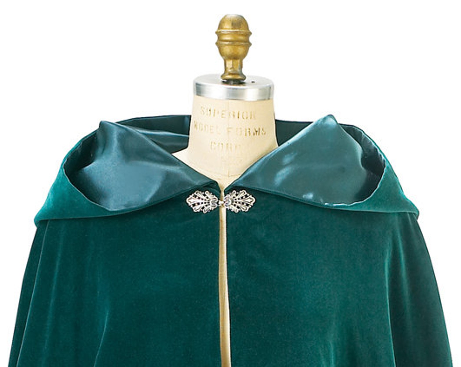 Green Velvet Long Morgana Cloak Cape With Hood and Green Satin or White ...