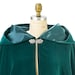 Green Velvet Long Morgana Cloak Cape With Hood and Green Satin or White ...