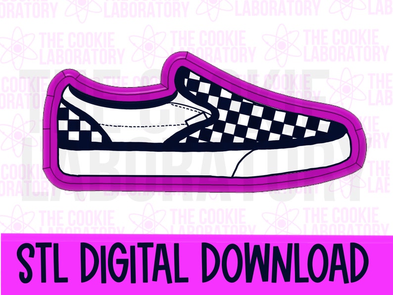 Checkered Shoe Sneaker Slip-on Cookie Cutter STL File Digital Download ...
