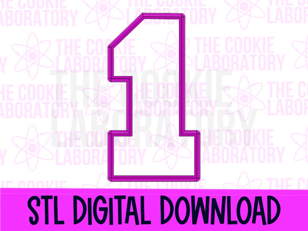Number One 1 1st Birthday Cookie Cutter STL File Digital Download ...