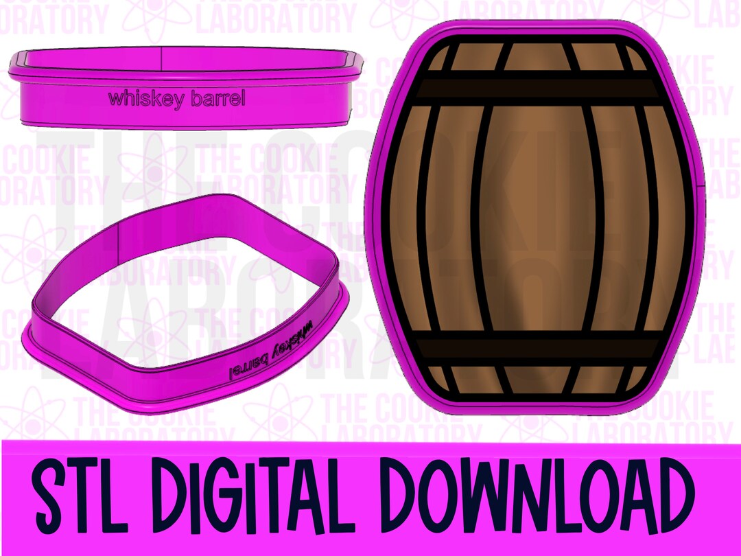 Whiskey Barrel Bourbon Cookie Cutter STL File Digital Download With PNG ...