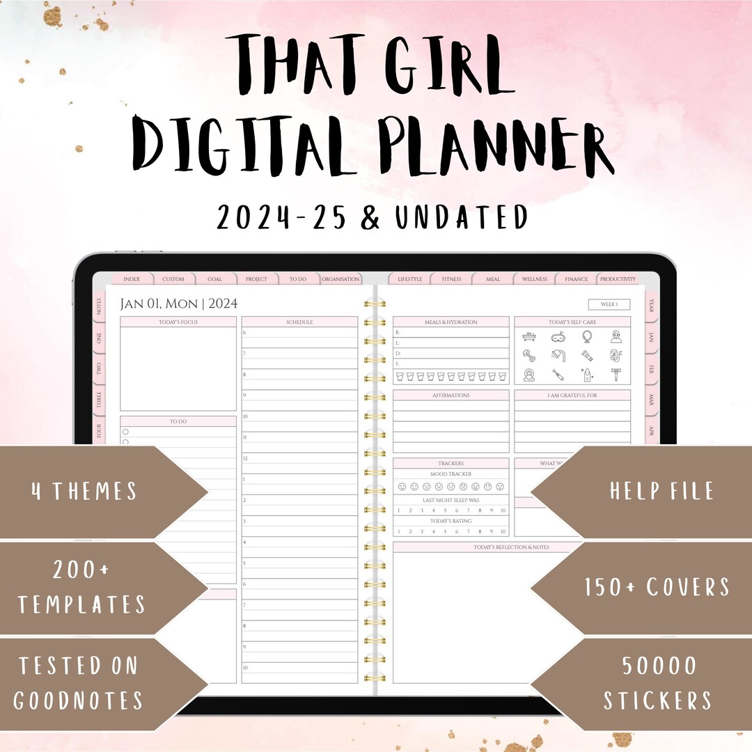 THAT GIRL Digital PLANNER 2024-25 & Undated I Daily, Weekly, Monthly ...