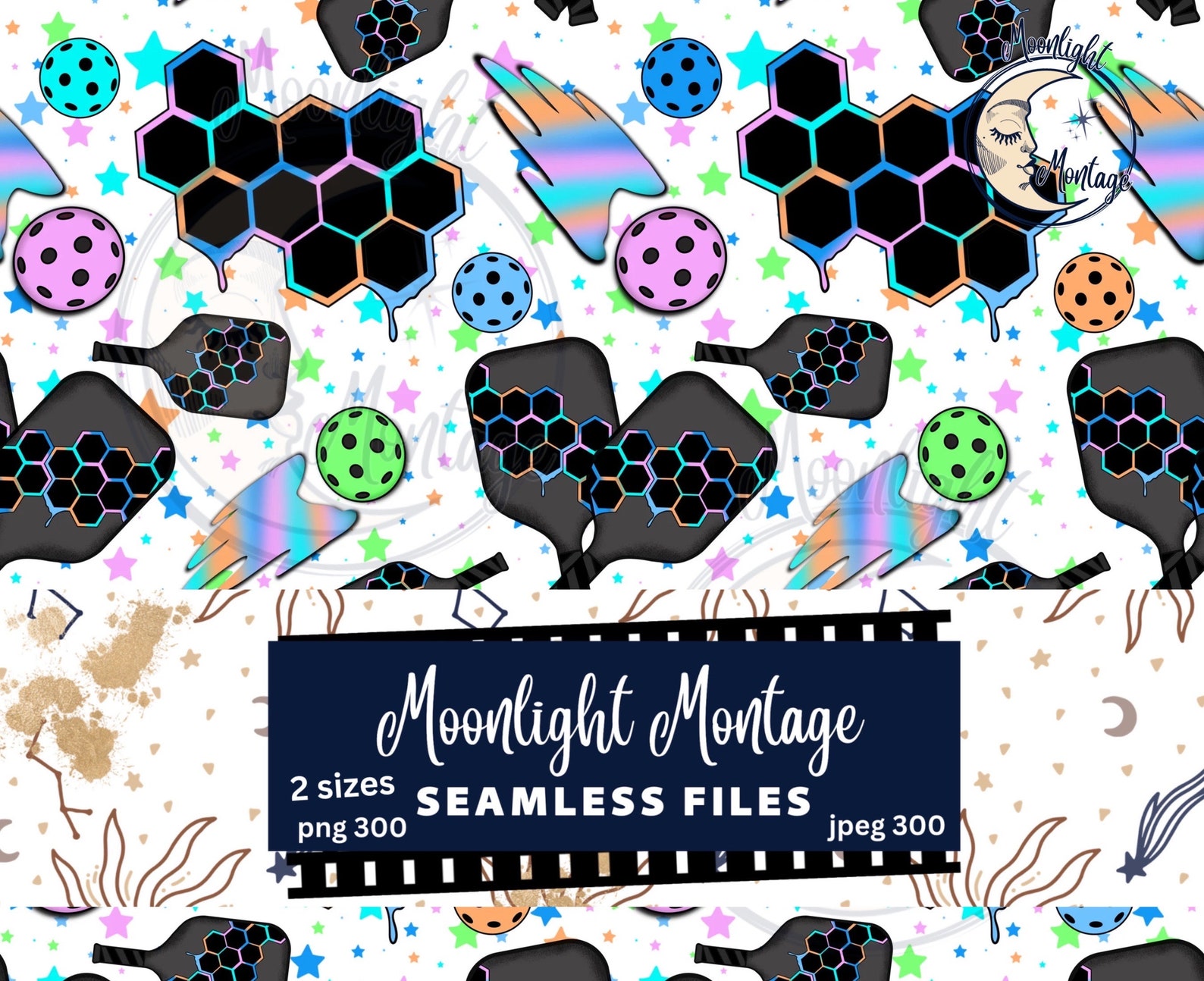 Vibrant Pickleball Seamless Pattern, Pickle Ball Paddle Digital ...