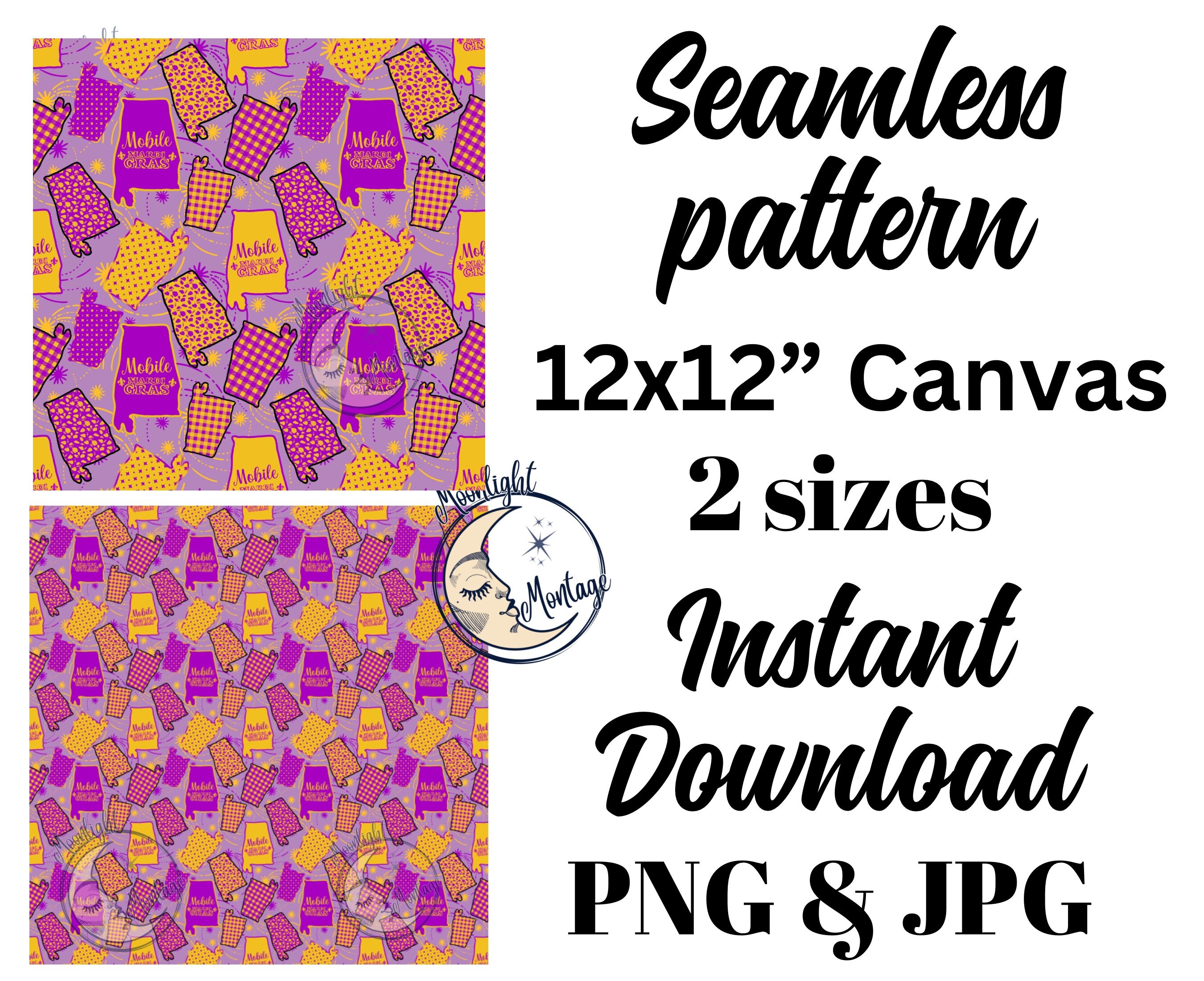 State of Alabama Mardi Gras Seamless Pattern, Mobile AL Mardi Gras ...