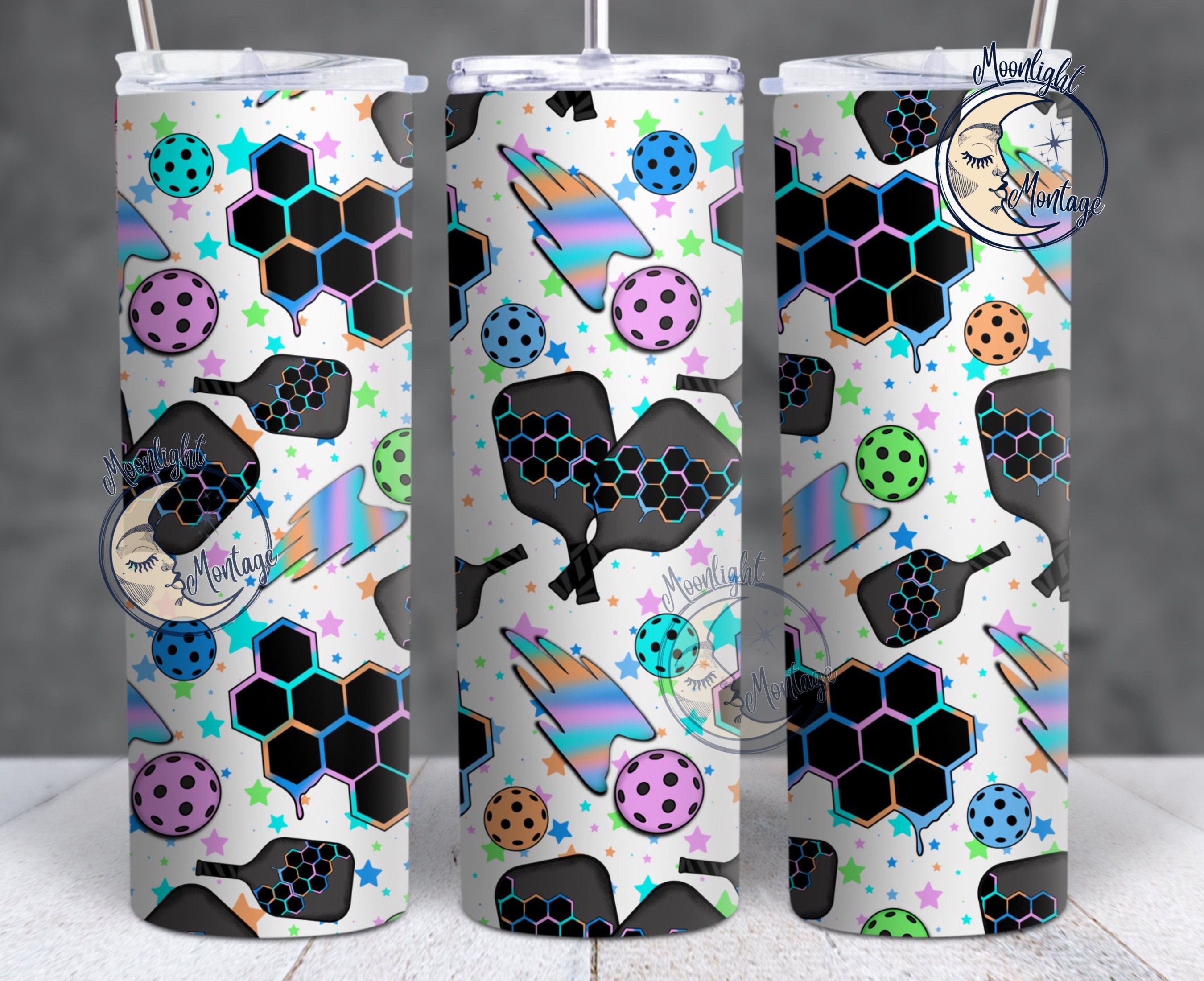 Vibrant Pickleball Seamless Pattern, Pickle Ball Paddle Digital ...