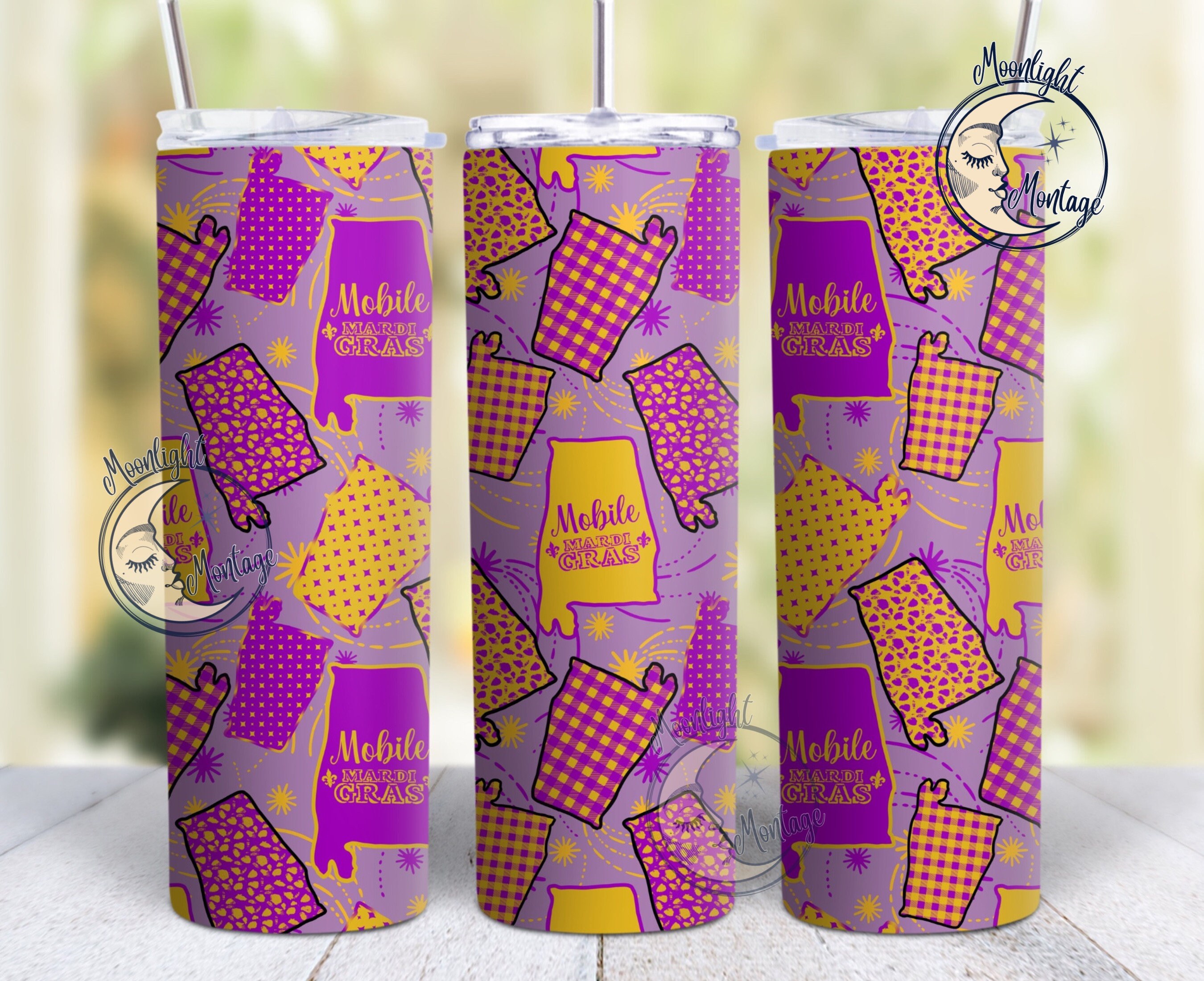 State of Alabama Mardi Gras Seamless Pattern, Mobile AL Mardi Gras ...