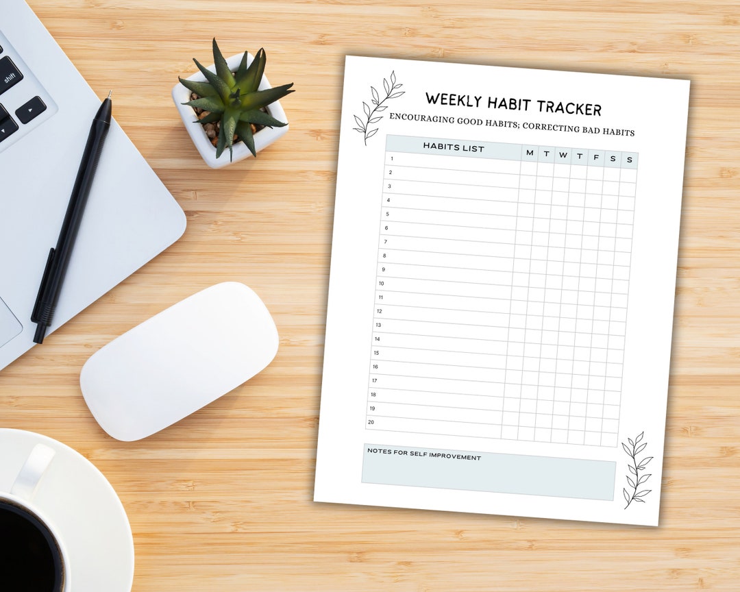 Weekly Habit Tracker, Goal Setting, Self-improvement, PDF Printable ...
