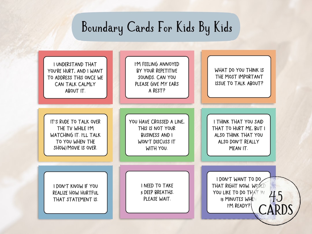 45 Printable Boundary Cards for Kids by Kids, Setting Boundaries ... 45 Printable Boundary Cards for Kids by Kids, Setting Boundaries ...