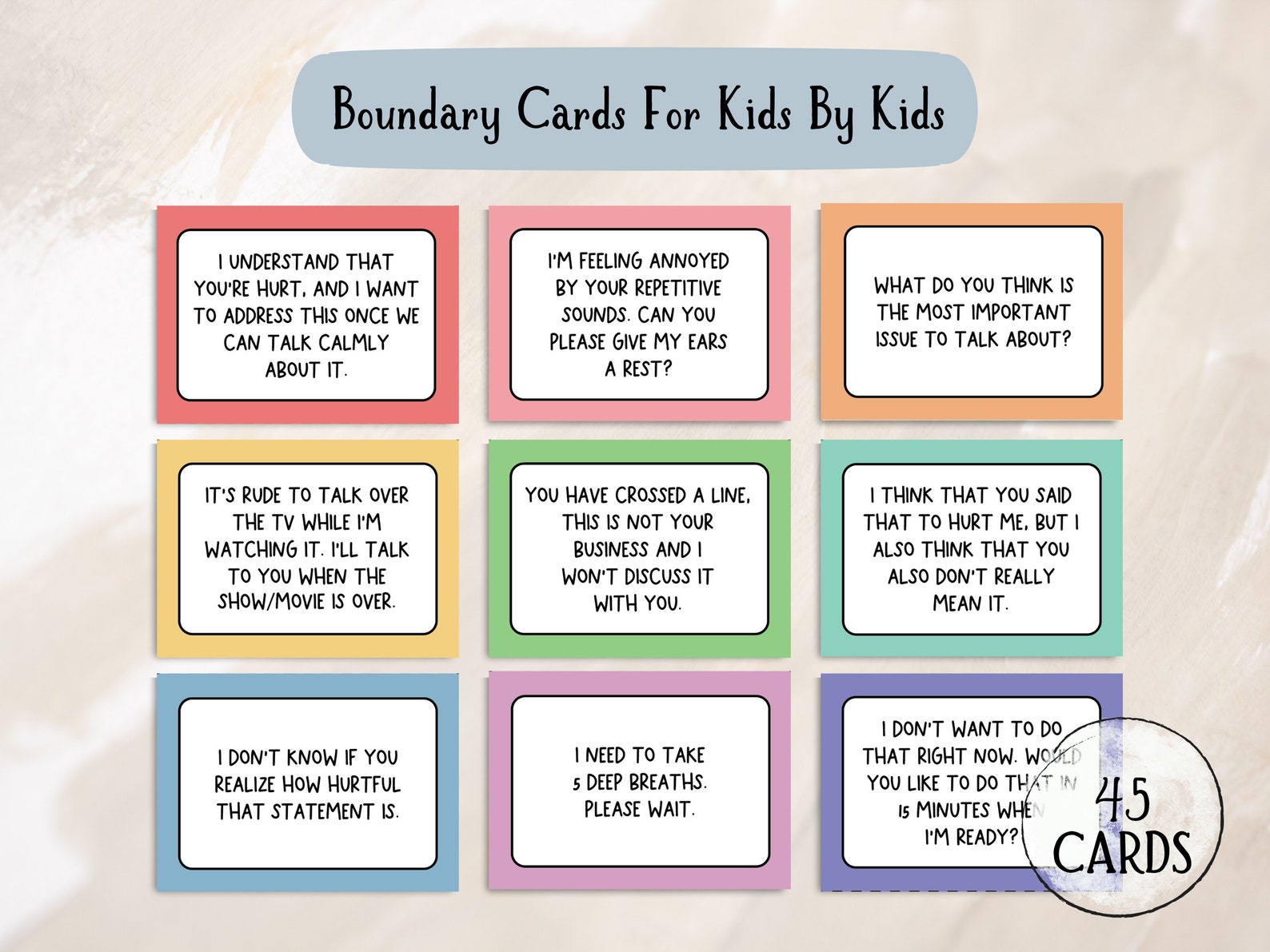 45 Printable Boundary Cards for Kids by Kids, Setting Boundaries ...