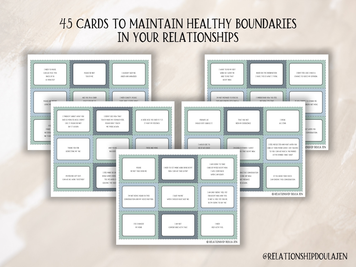 45 Printable Boundaries Cards, Setting Boundaries, Boundary Statements, Personal Growth, Healing ...