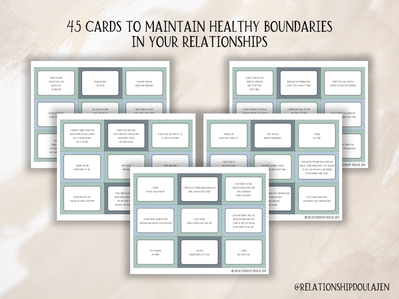 45 Printable Boundaries Cards, Setting Boundaries, Boundary Statements ...