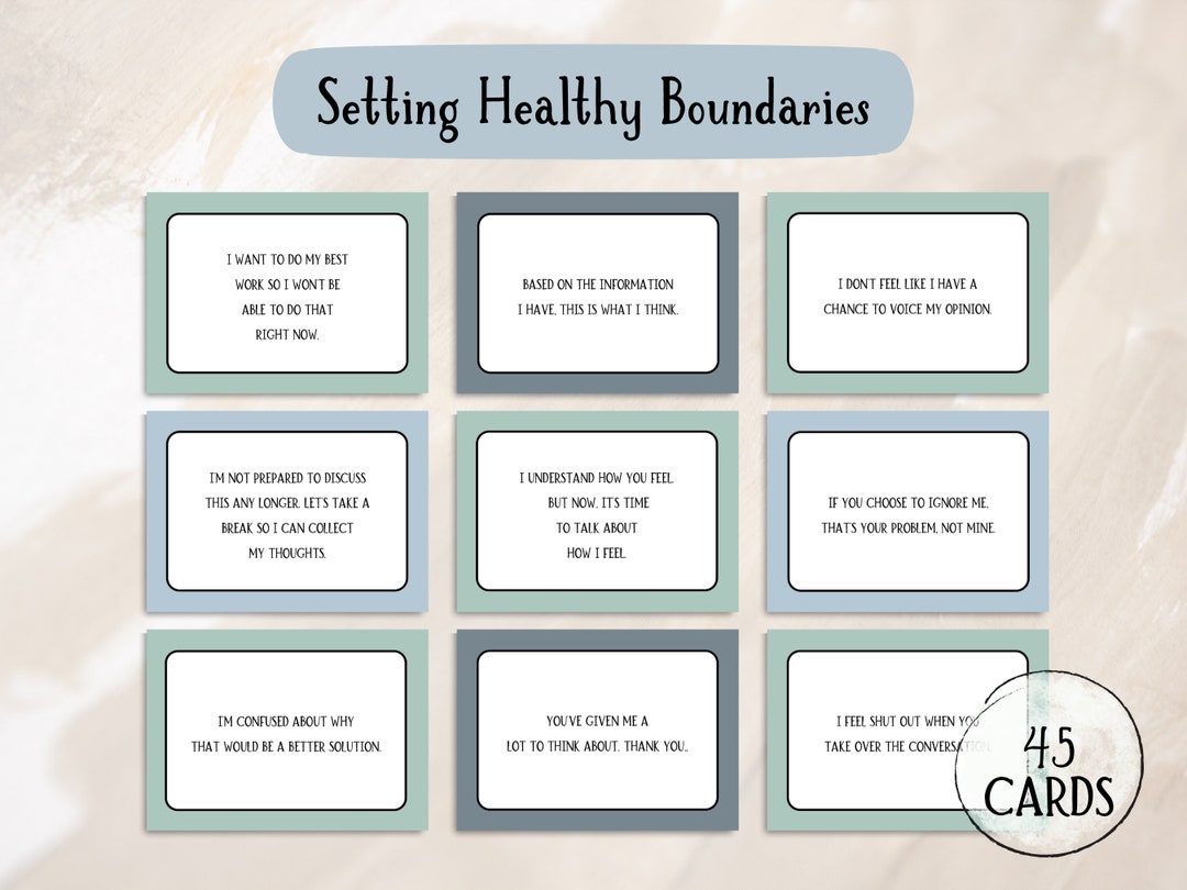 45 Printable Boundaries Cards, Setting Boundaries, Boundary Statements ...