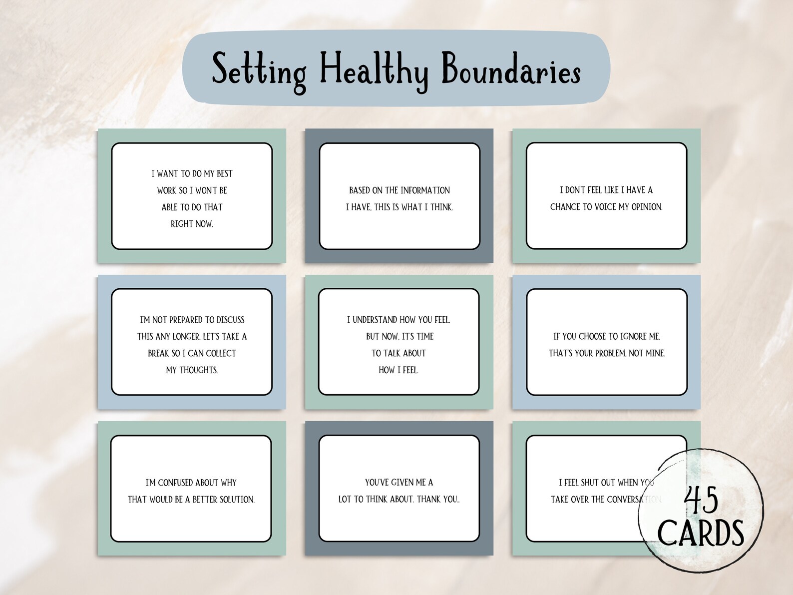 45 Printable Boundaries Cards, Setting Boundaries, Boundary Statements ...
