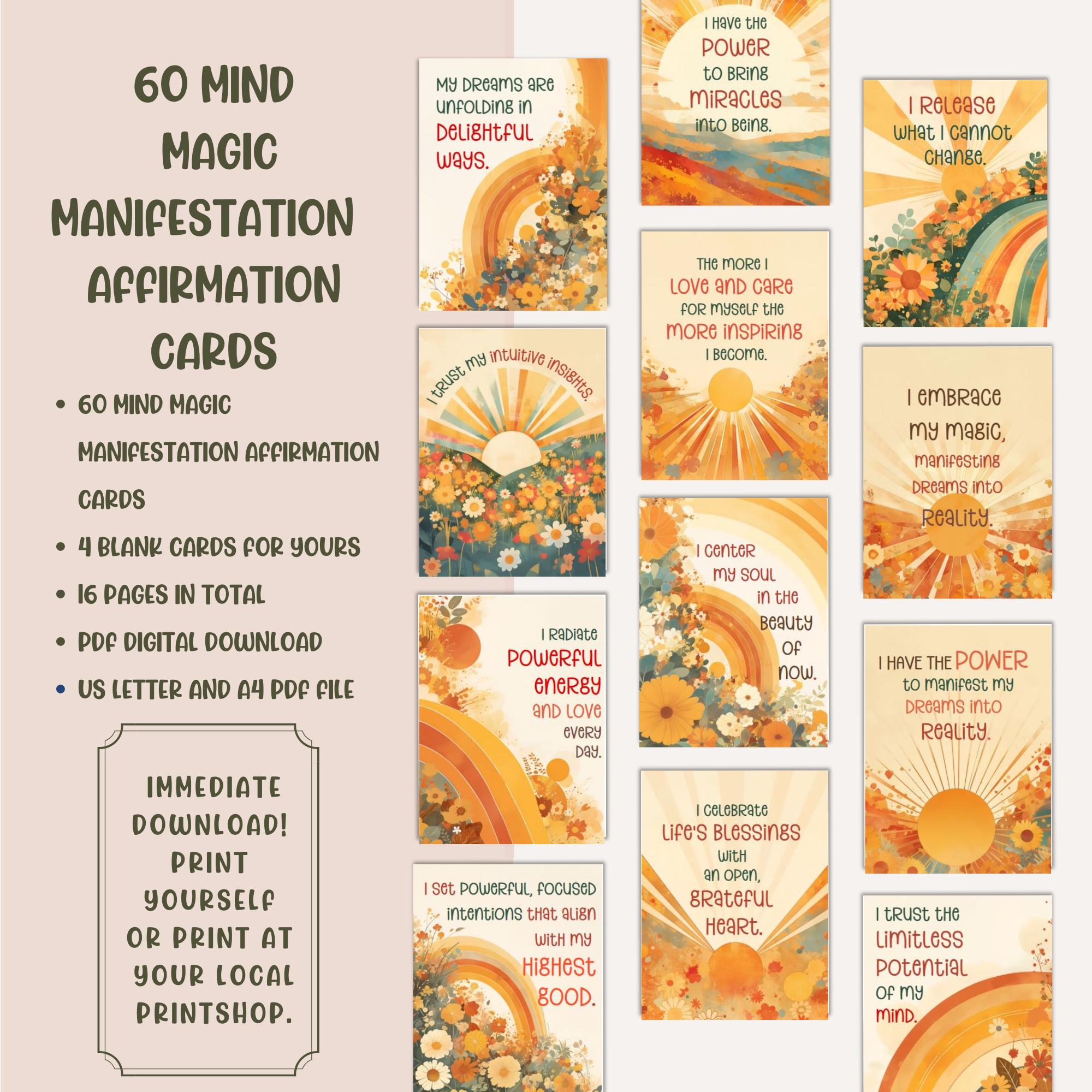 64 Manifestation Affirmation Cards Spiritual Growth Mind Magic Cards ...