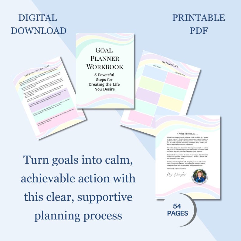 Goal Planner Printable Tracker for Manifestation & Self Help Yearly ...