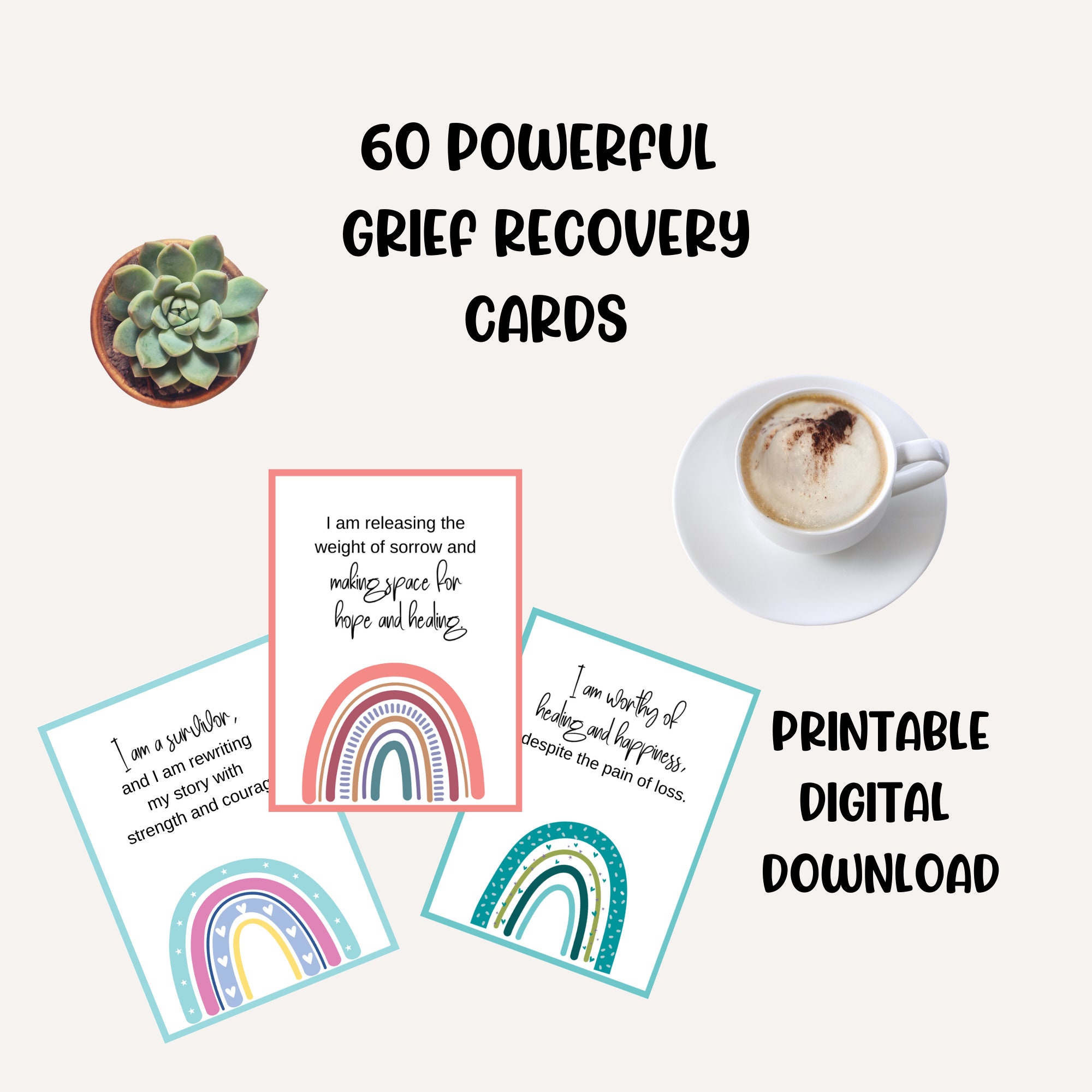 60 Grief and Loss Affirmation Cards. Recovery Card Deck. Heartbreak or ...