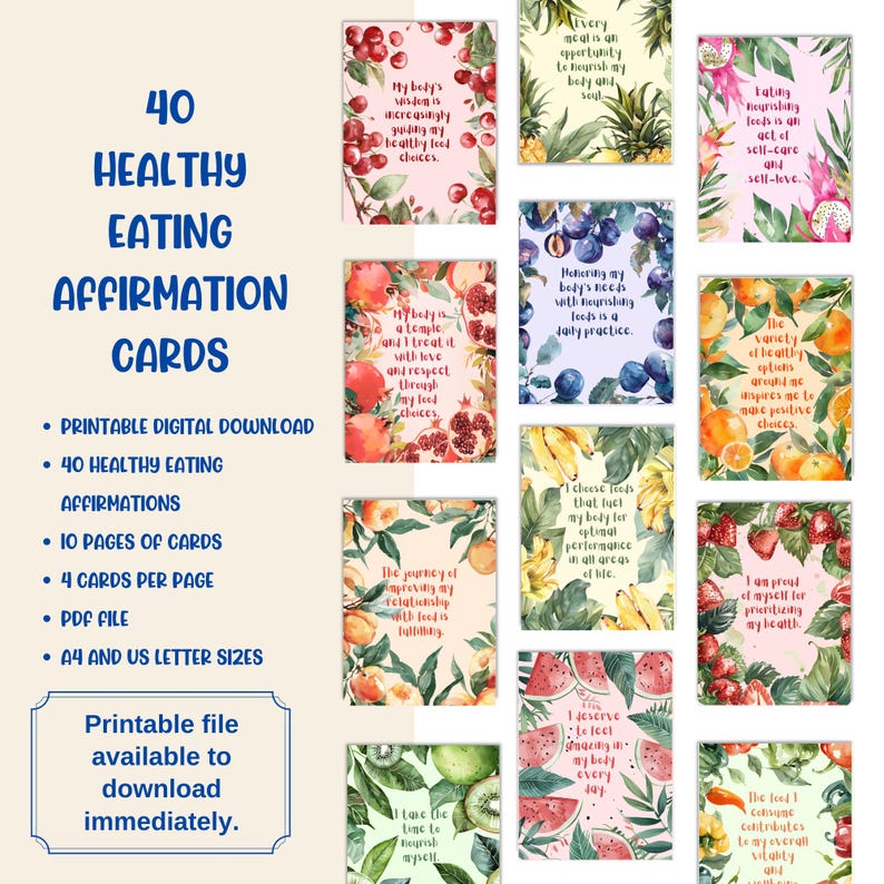 40 Healthy Eating Affirmation Cards Mindful Eating Affirmations Healthy ...