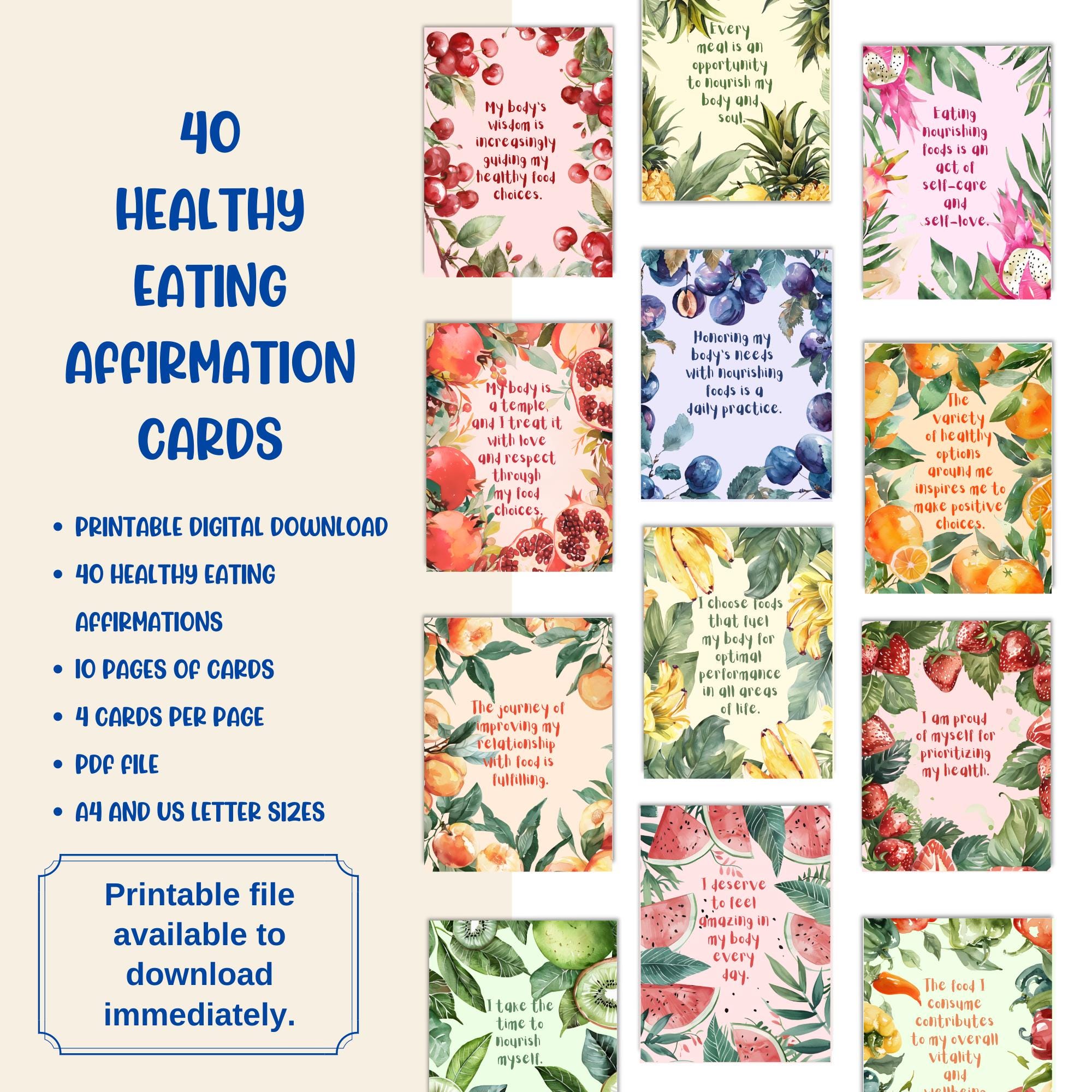 40 Healthy Eating Affirmation Cards Mindful Eating Affirmations Healthy ...